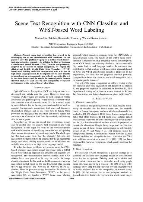 Pdf Scene Text Recognition With Cnn Classifier And Wfst Based Word Labeling