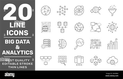 Set Of Big Data And Data Analytics Icon Set Related Technology Vector