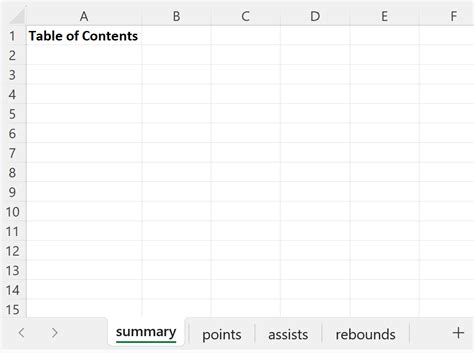Create A Table Of Contents In Excel Sheet