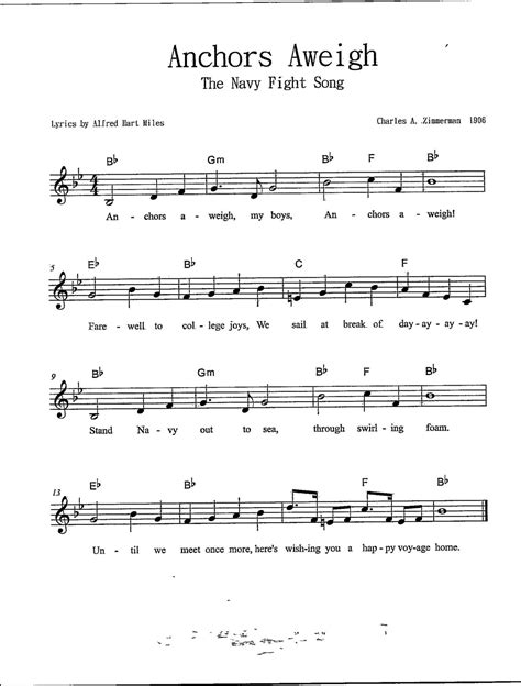 Anchors Aweigh The Navy Fight Song Digital Printable Chord Study