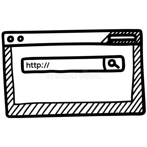Hand Drawn Web Browser Window With Search Bar Internet Page Icon Simple Outline Style Digital