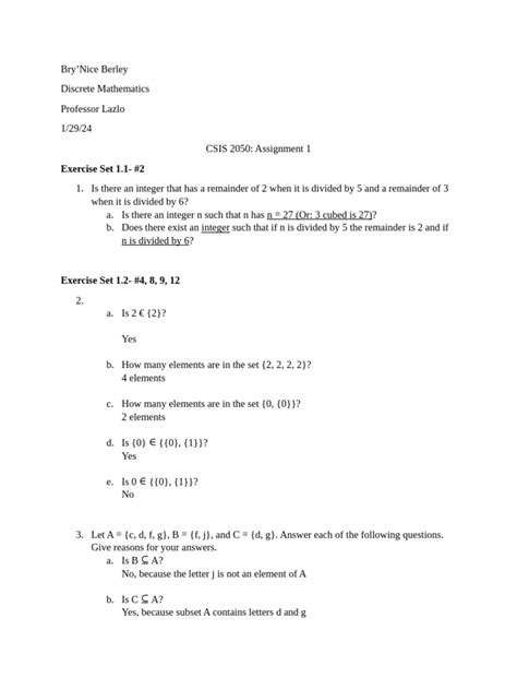 Discrete Maths Assignment 1 Pdf Numbers Rational Number