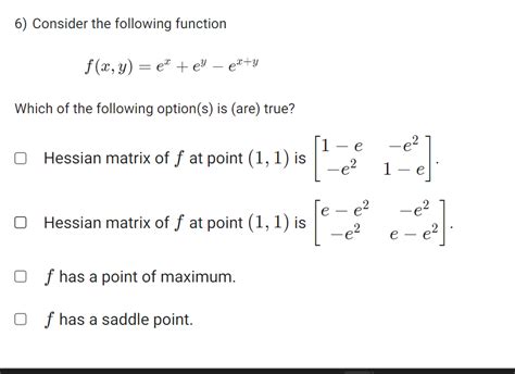 solved 6 consider the following function f x y ex ey−ex y