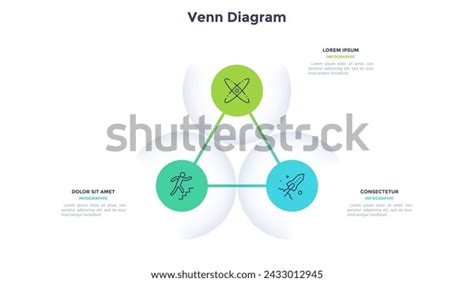 Venn Chart Three Overlaying Circular Elements Stock Vector Royalty