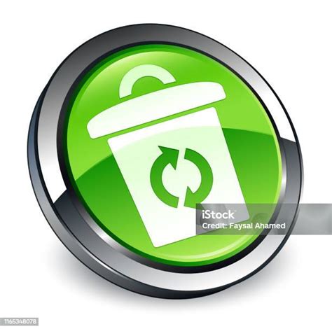 휴지통 아이콘 3d 녹색 원형 버튼 0명에 대한 스톡 벡터 아트 및 기타 이미지 0명 미국 바구니 Istock