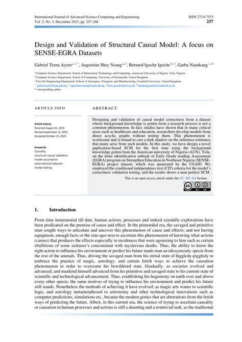 PDF Design And Validation Of Structural Causal Model A Focus On SENSE EGRA Datasets