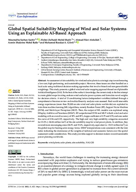 Pdf Global Spatial Suitability Mapping Of Wind And Solar Systems Using An Explainable Ai Based