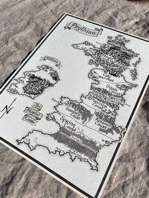 Prythian Map Print Hand Drawn Acotar Art Fantasy Wall Decor Etsy
