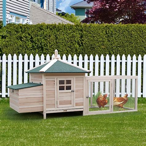 Pawhut Chicken Coop Hen Poultry House W Nesting Box Outdoor Run Patio