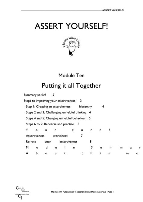 Putting It All Together Being More Assertive Worksheet Template