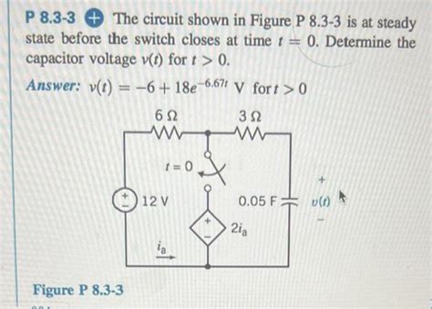 solved p 8 3 3 the circuit shown in figure p 8 3 3 is at