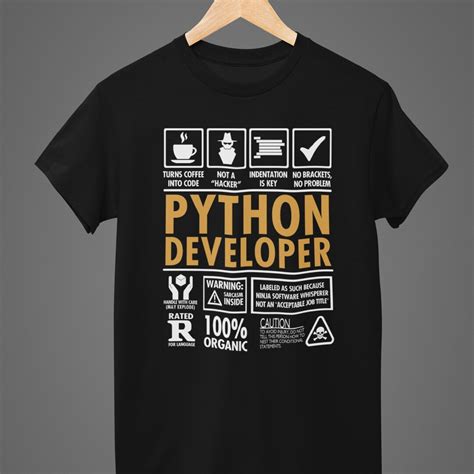Python Developer Programmer Funny Coders T Shirt Etsy