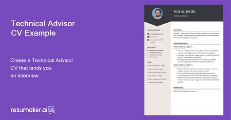 Technical Advisor Cv Examples Template And 20 Tips