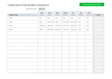18 Construction Work Schedule Template Excel Files Download Free Collection Files