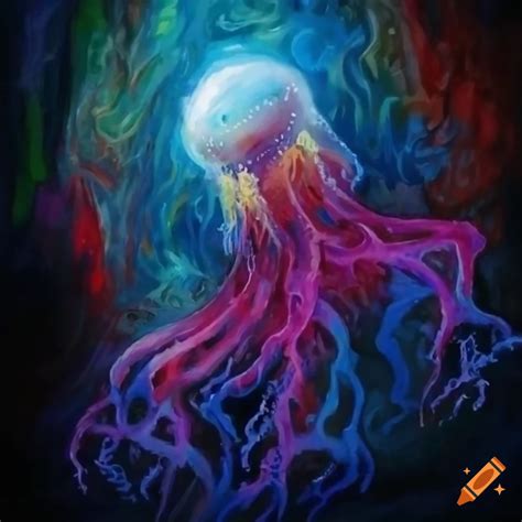 Strange Jellyfish Illusion Monster In Old Drawing Style On Craiyon