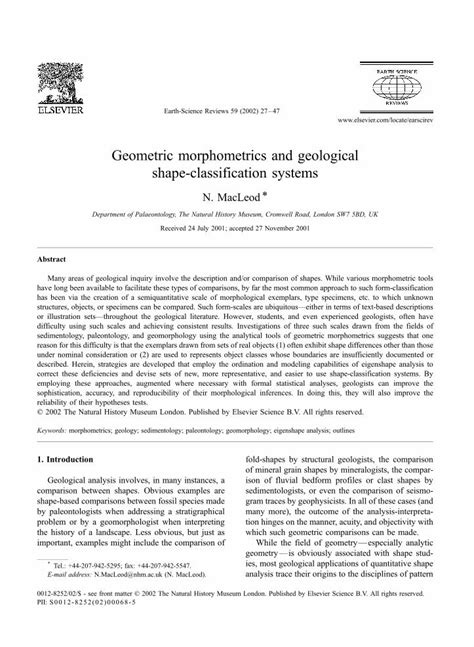 Pdf Geometric Morphometrics And Geological Shape Classification Systems Dokumen Tips