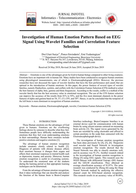 Pdf Investigation Of Human Emotion Pattern Based On Eeg Signal Using Wavelet Families And