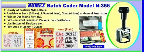 Mild Steel Numex Batch N 356 Batch Coder At Rs 2600 In Aligarh Id
