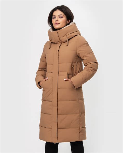 Жіночий пуховик куртка пальто біо пух з капюшоном зимовий Towmy 2021 Xl бежевий 42021 от