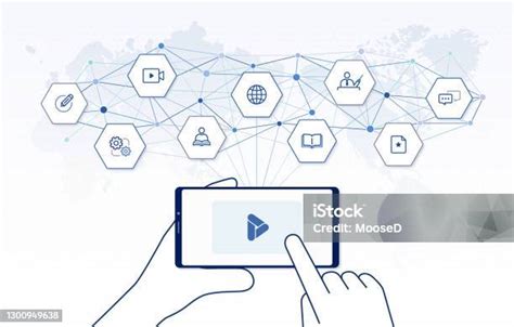 휴대 전화 일러스트레이션에 대한 온라인 교육 E러닝 플랫폼 세계지도 배경과의 글로벌 네트워크 연결 교육에 대한 스톡 벡터 아트 및 기타 이미지 Istock