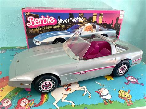 Crystal Barbie Silver Vette In Original Box Vintage 1984 Silver Barbie