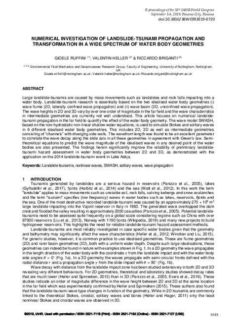 Pdf Numerical Investigation Of Landslide Tsunami Propagation Andtransformation In A Wide