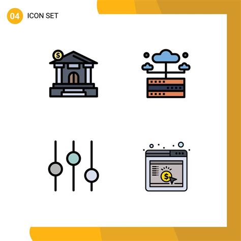 Filledline Flat Color Pack Of 4 Universal Symbols Of Bank Options Estate Network Cpc Editable