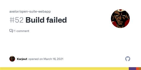Build Failed · Issue 52 · Axeloropen Suite Webapp · Github