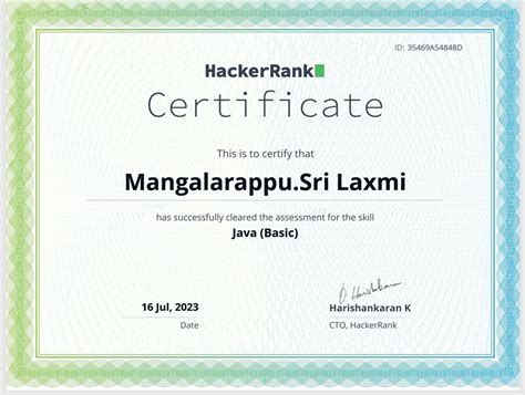 Excited To Share That I Have Successfully Cleared The Java Basic Assessment On Hackerrank