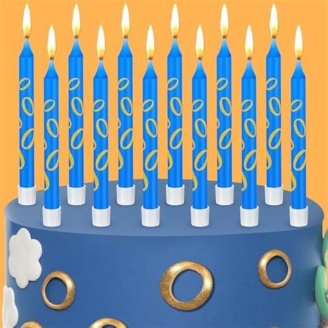 Conelist 12 Pcs Blue With Gold Ring Print Themed Birthday