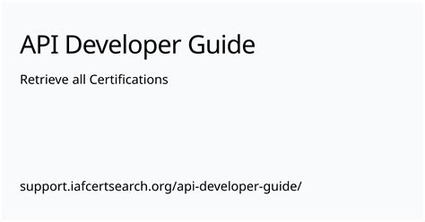 Retrieve All Certifications Api Developer Guide