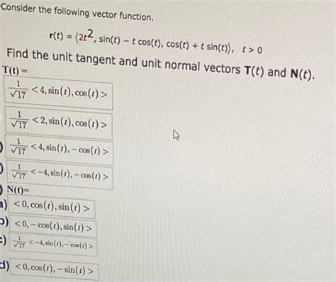 Solved Consider The Following Vector Function R T 2t2