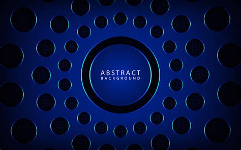 추상 3d 기하학적 배경은 파란색 원 금속 절단 효과 장식어두운 공간에 겹쳐 레이어 전단지 배너 커버 브로셔 또는 방문 페이지를 위한 최신 템플릿 요소 미래 스타일 0명에