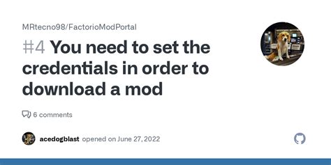 You Need To Set The Credentials In Order To Download A Mod · Issue 4