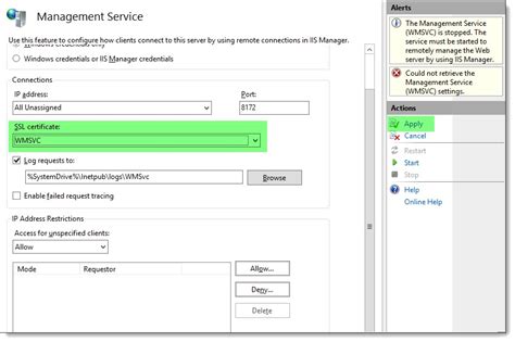 Web Management Service Wmsvc Could Not Be Started 2147483640