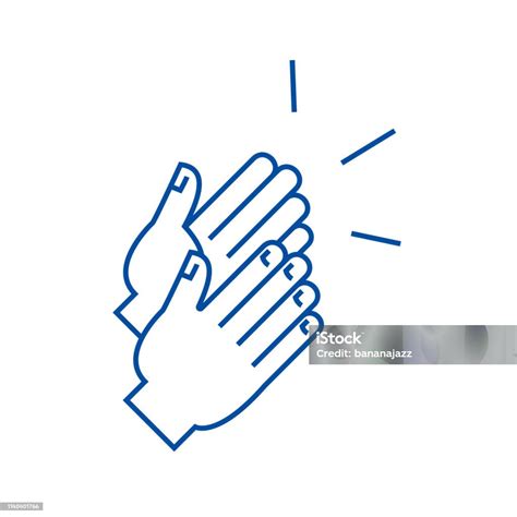 박수 라인 아이콘 개념입니다 박수 평면 벡터 기호 기호 개요 그림 0명에 대한 스톡 벡터 아트 및 기타 이미지 0명 감탄