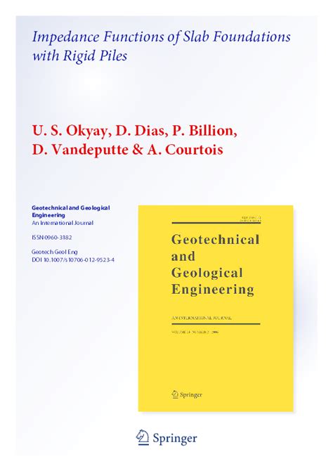 Pdf Impedance Functions Of Slab Foundations With Rigid Piles