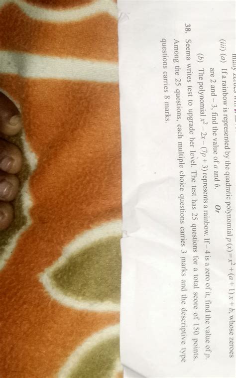 Iii A If A Rainbow Is Represented By The Quadratic Polynomial P X