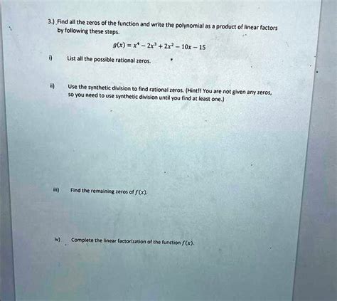 Solved Find All The Zeros Of The Function And Write The Polynomial As
