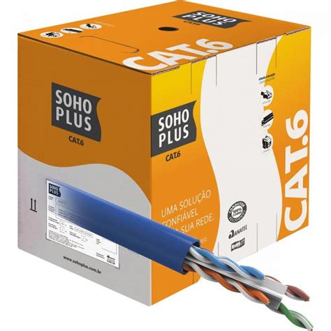 Caixa De Cabo Utp Cat 6 Para Rede Soho Plus Homologado Azul