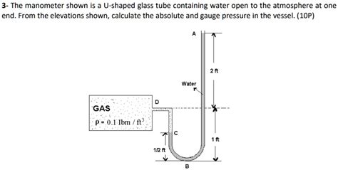 3 The Manometer Shown Is A U Shaped Glass Tube Containing Water Open To The Atmosphere At One