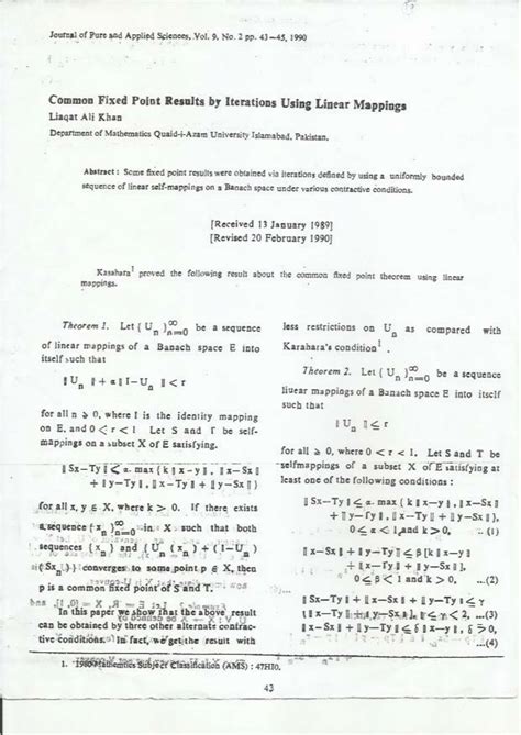 Pdf Common Fixed Point Results By Iterations Using Linear Mappings