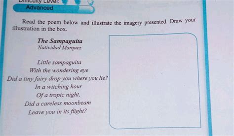 Advanced Read The Poem Below And Illustrate StudyX