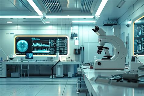 Cryonics Laboratory Interior With Low Temperature Regime And Digital Screen Premium Ai