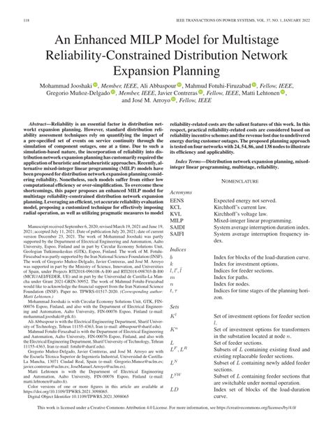 Pdf An Enhanced Milp Model For Reliability Constrained Distribution Network Expansion Planning