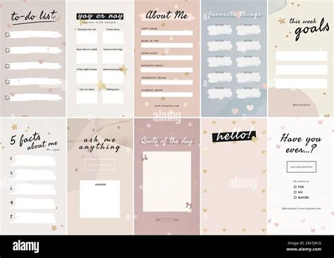 Social Media Story Challenge Template Set Vector Stock Vector Image