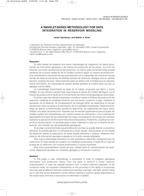 Pdf A Wavelet Based Methodology For Data Integration In Reservoir Modeling