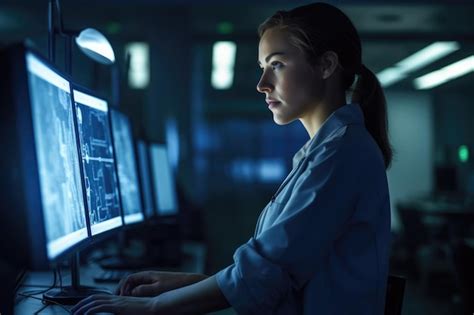 Premium Ai Image Shot Of A Young Female Scientist Using A Computer In