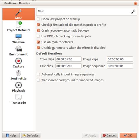 Kdenlive Manual Settings Menu Configure Kdenlive KDE UserBase Wiki