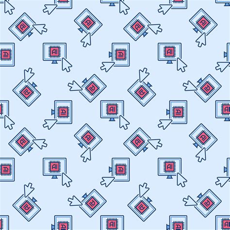 Ai Computer And Mouse Cursor Vector Artificial Intelligence Colored Seamless Pattern 37976597